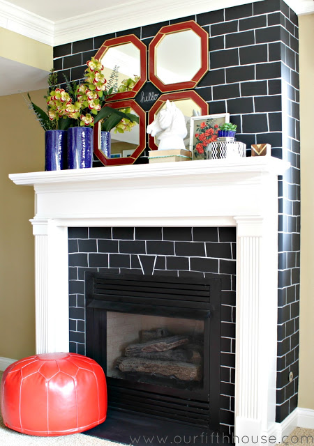 Chalkboard Brick Fireplace Makeover